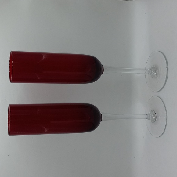 Dining | Vintage Hand Blown Ruby Red Champagne Glass Flute Crystal ...